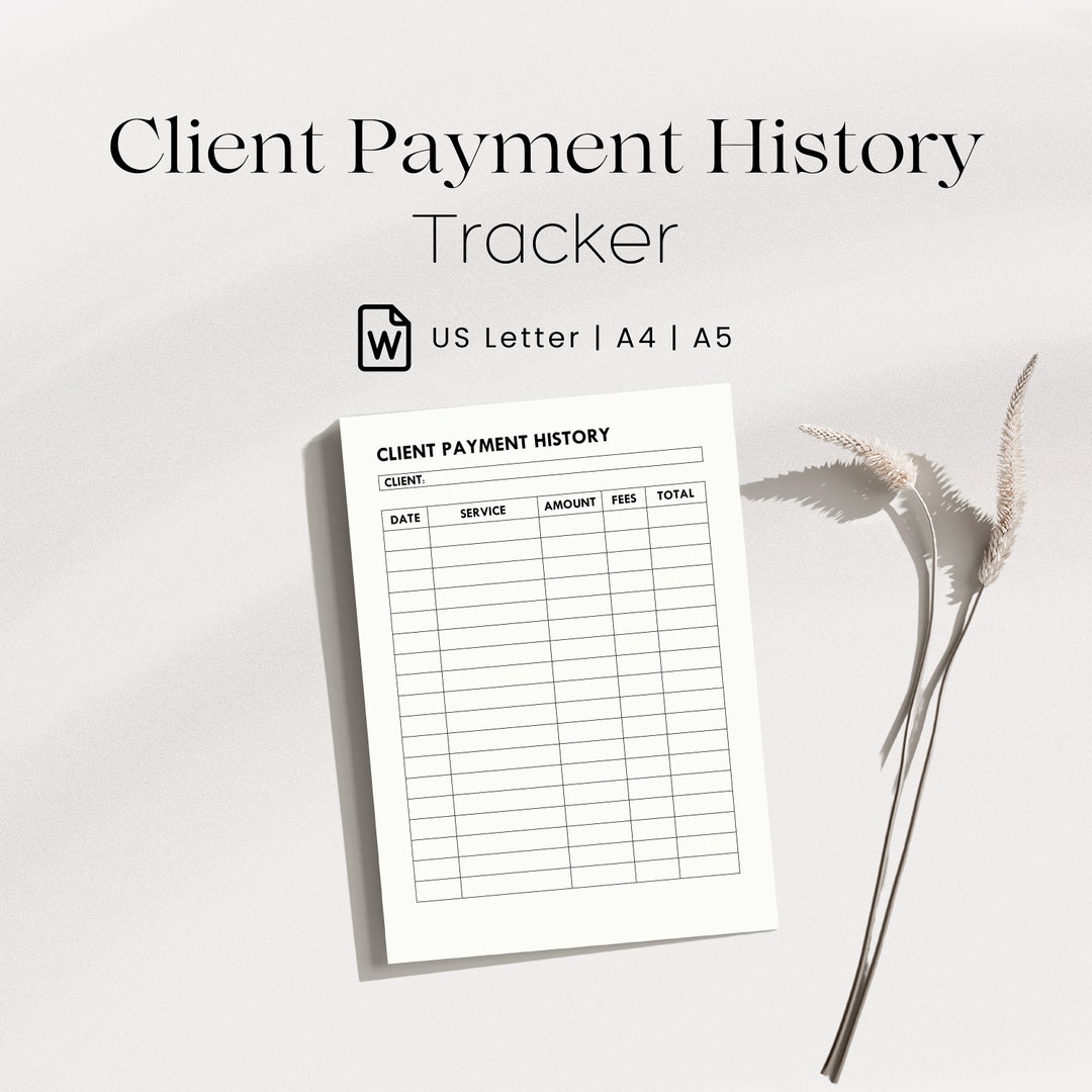 Client Payment History, Client Tracker, Client Management, Small ...