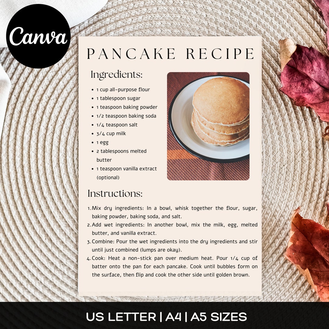 Editable Recipe Template Canva, Recipe Page Template, Printable Recipe ...