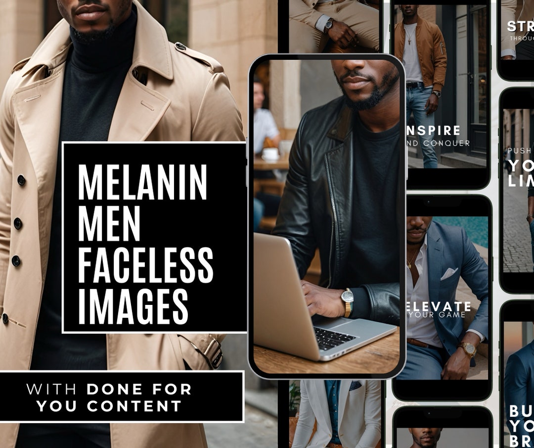 Melanin Men Faceless Images With Done for You Content, Faceless Men ...