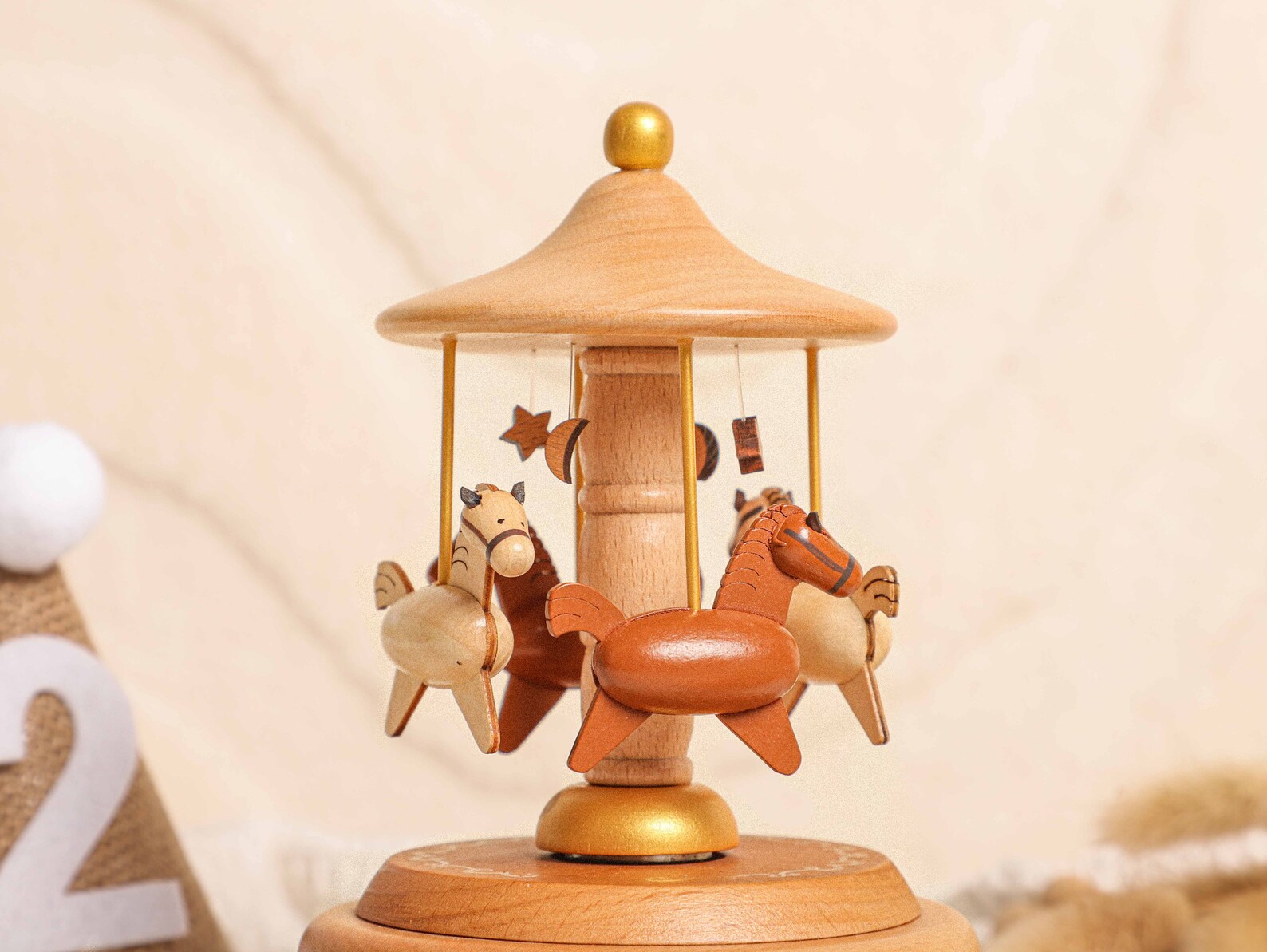 Engraved Name Carousel Music Box Christmas Gifts, Personalized Wooden ...
