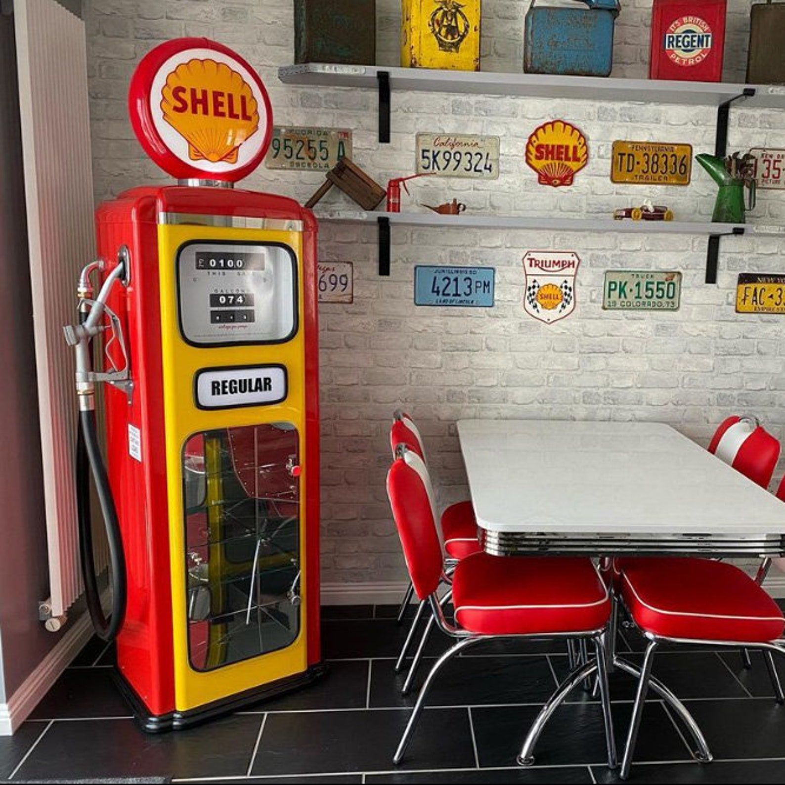 Vintage Shell Petrol Pump: Choose Your Setup (plain, Fridge, Toolbox ...