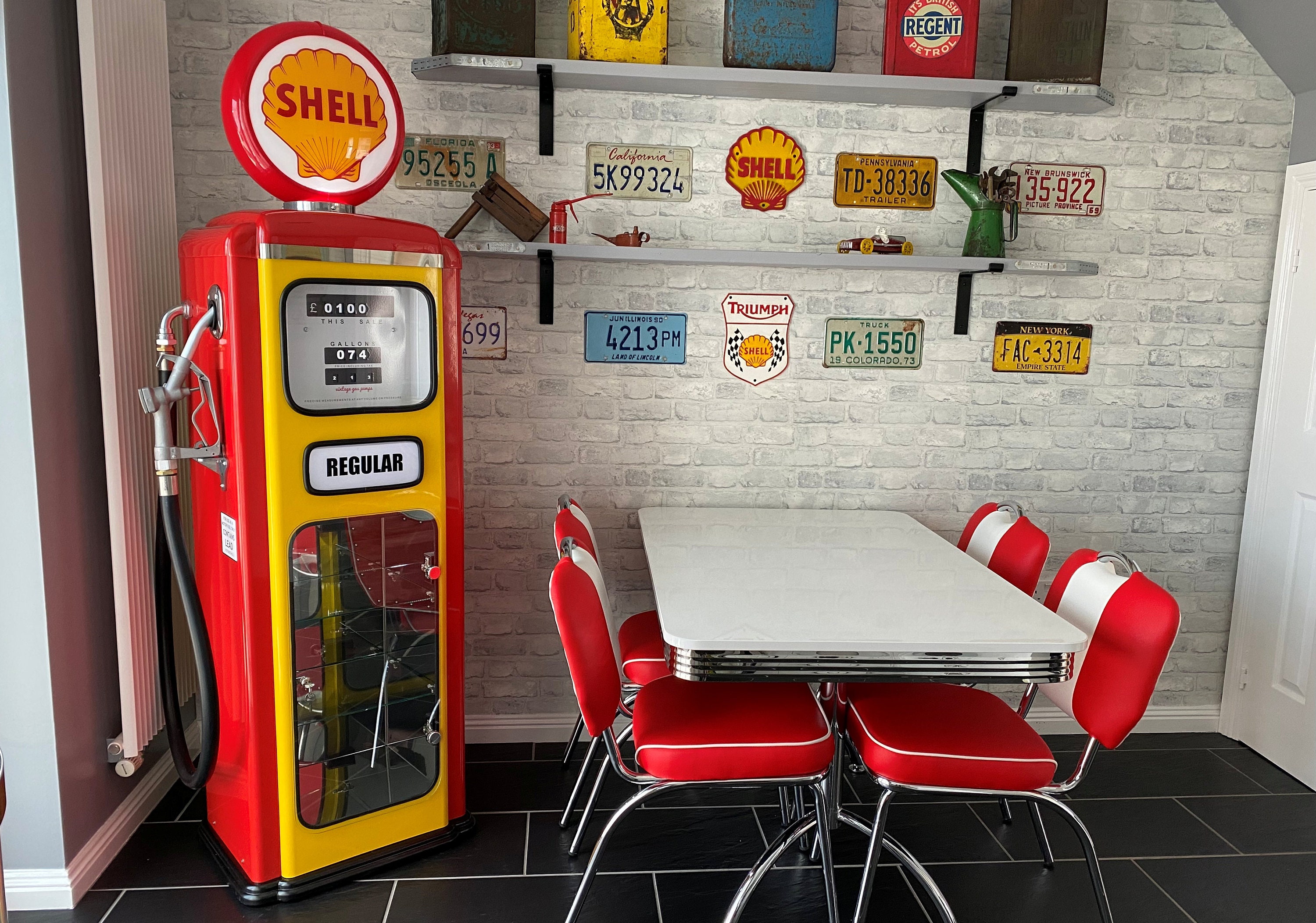 Vintage Petrol Pump (route 66) With Display Cabinet. Perfect for Man ...