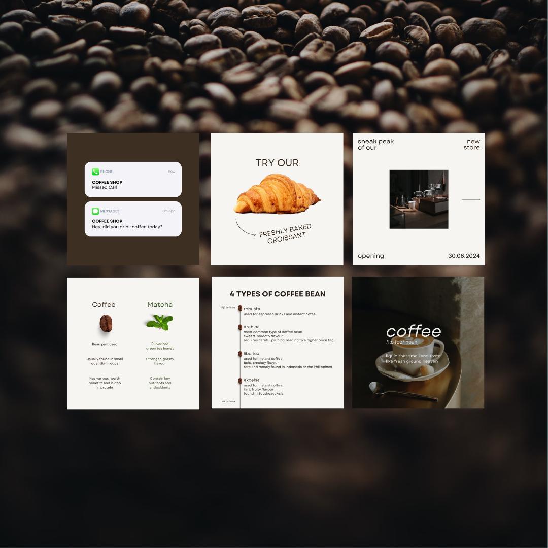 Coffee Shop Aesthetic Social Media Canva Template, Cafe Branding Kit ...