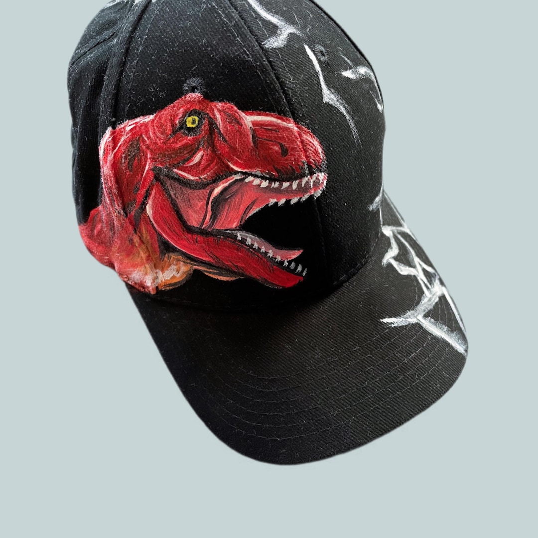 Hand-painted T-rex Cotton Baseball Cap, Jurassic Theme - Etsy