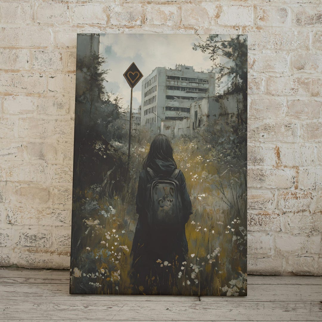 Stalker Girl Canvas Art: Chornobyl Zone Post-apocalyptic Oil Painting ...