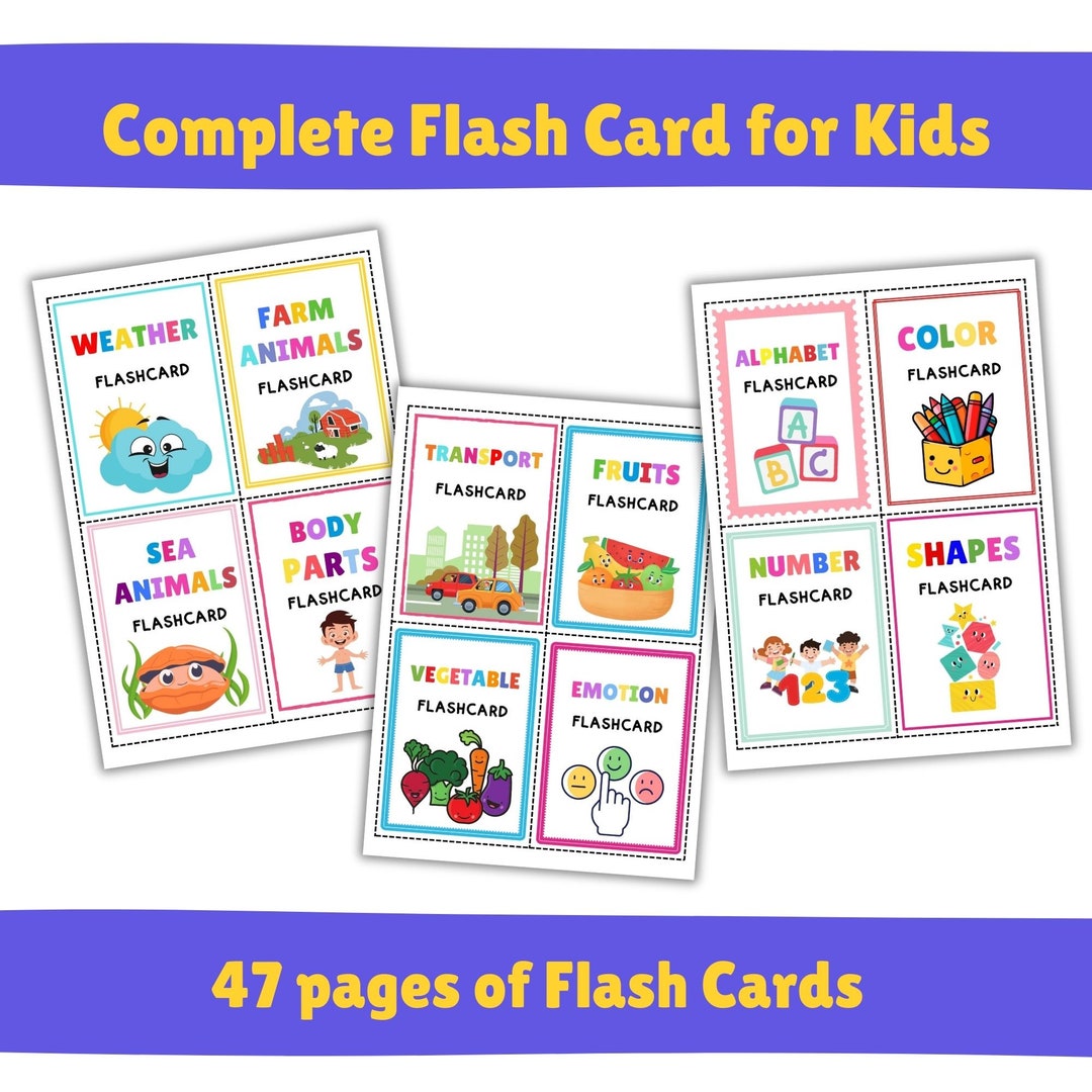 Printable Learning Flash Cards: Alphabet, Numbers, Colors (digital ...