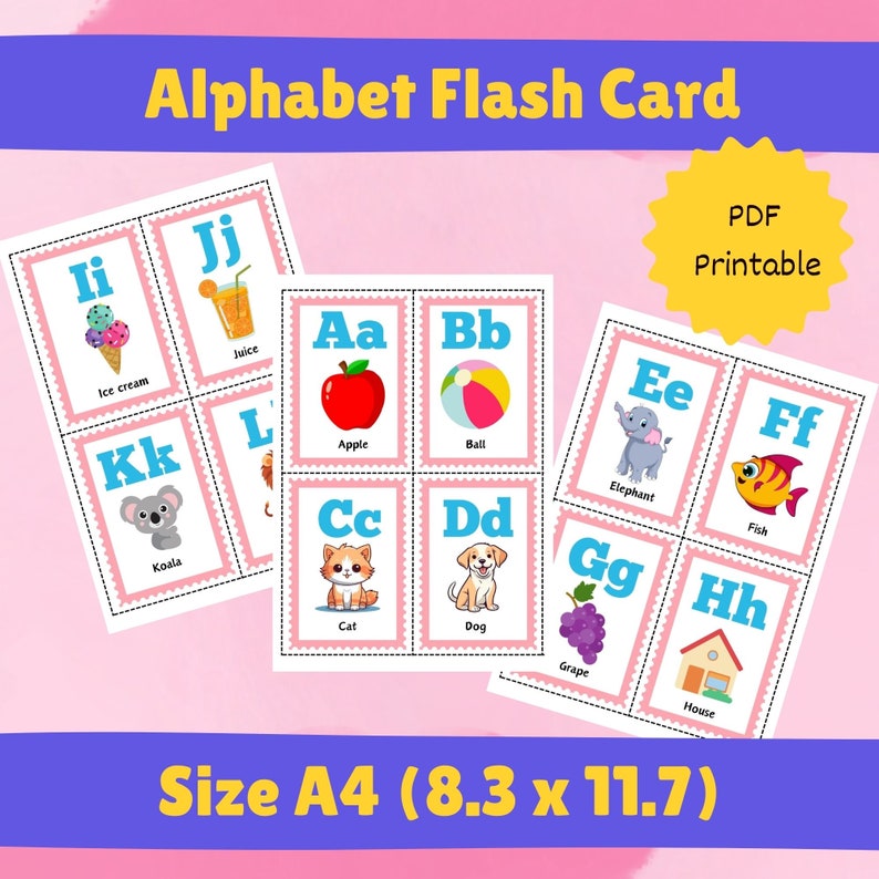 Printable Learning Flash Cards: Alphabet, Numbers, Colors (digital ...