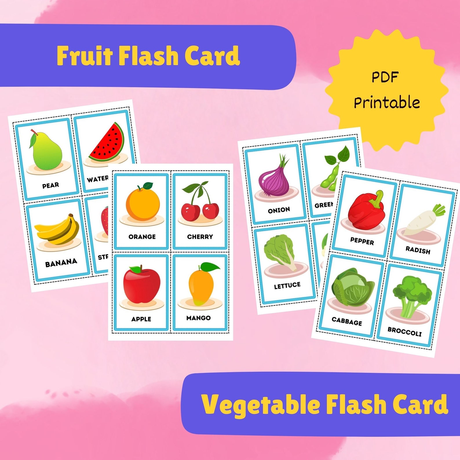 Printable Learning Flash Cards: Alphabet, Numbers, Colors (digital ...