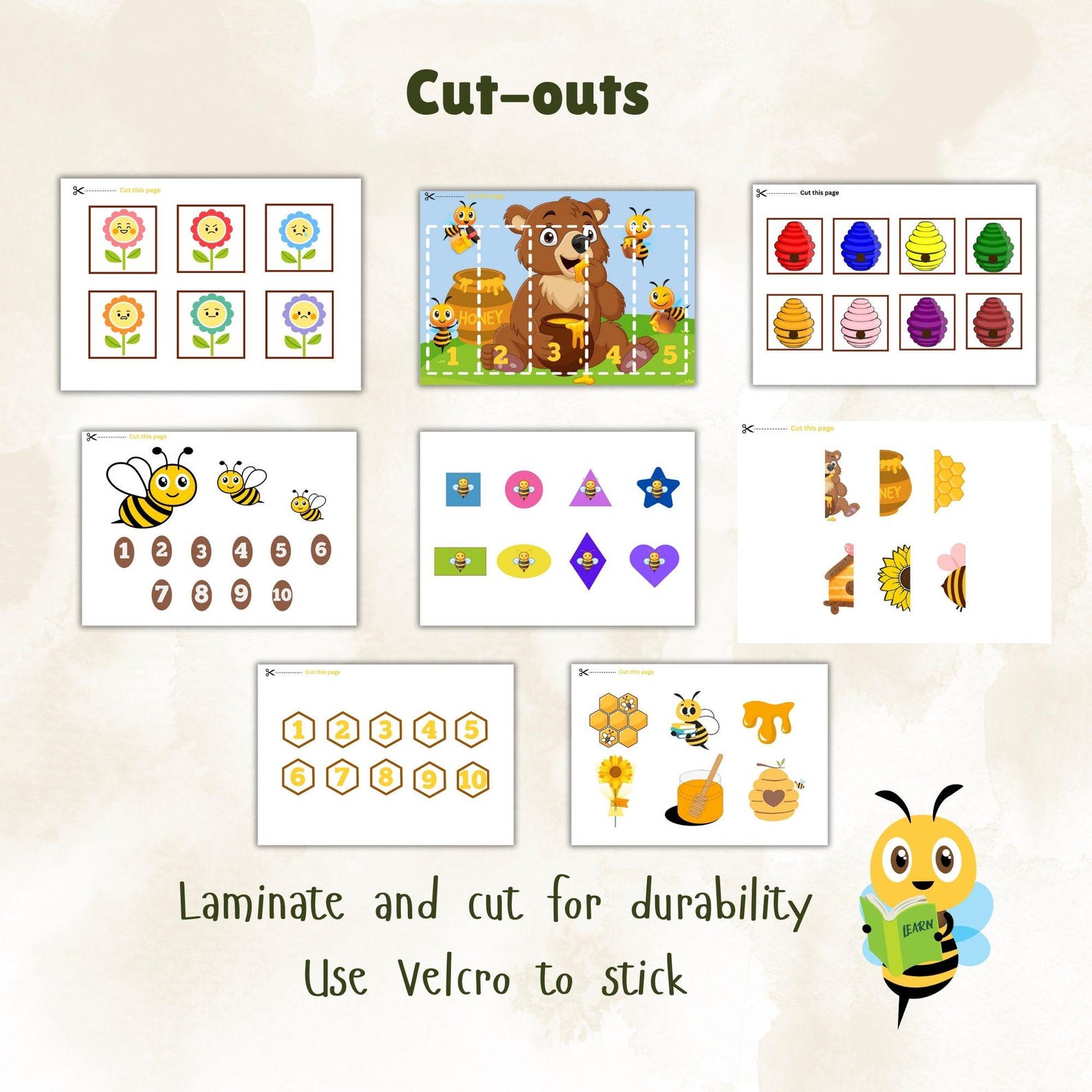 Printable Busy Book Busy Bee Theme, Kids, Toddler, Learning Activities ...