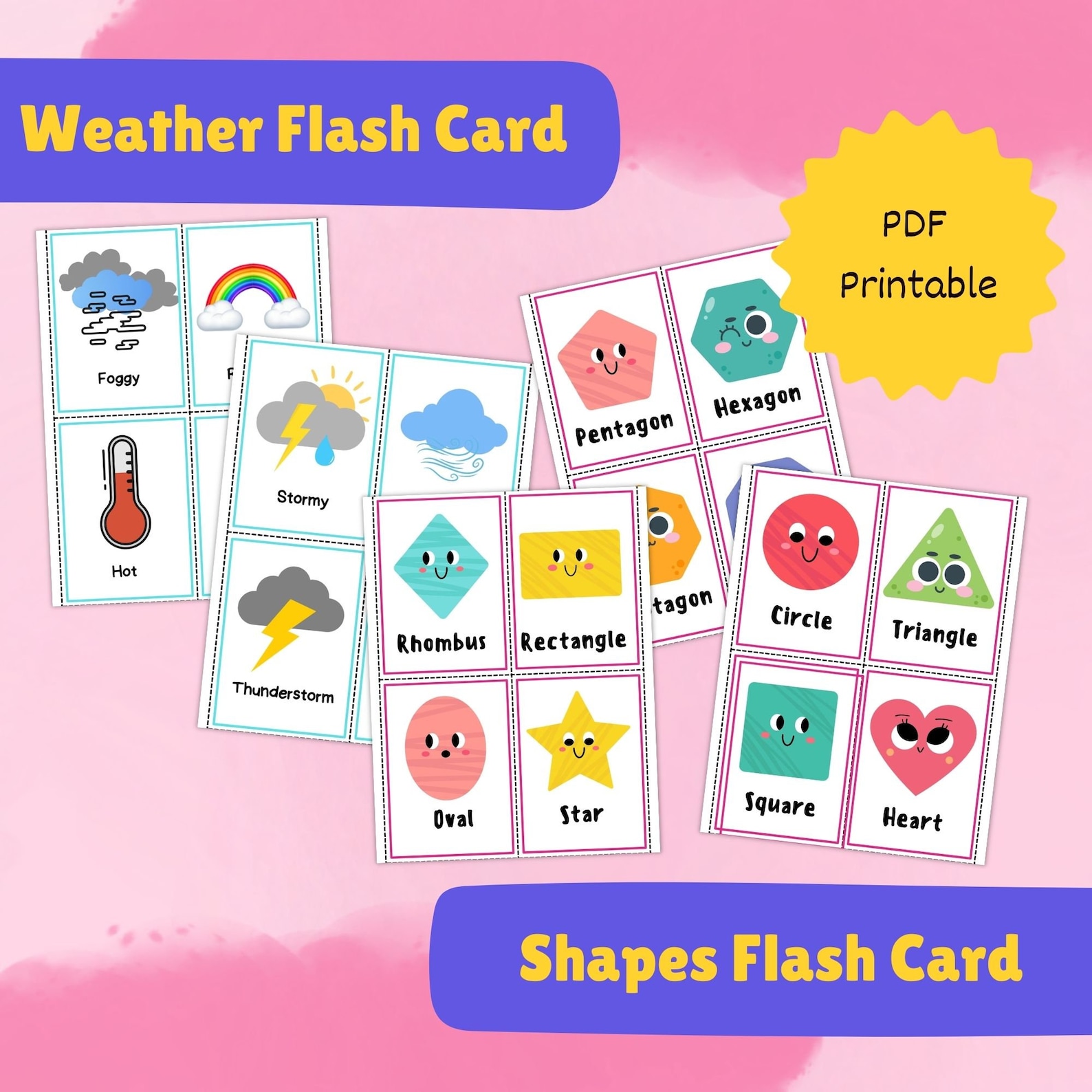 Printable Learning Flash Cards: Alphabet, Numbers, Colors (digital ...