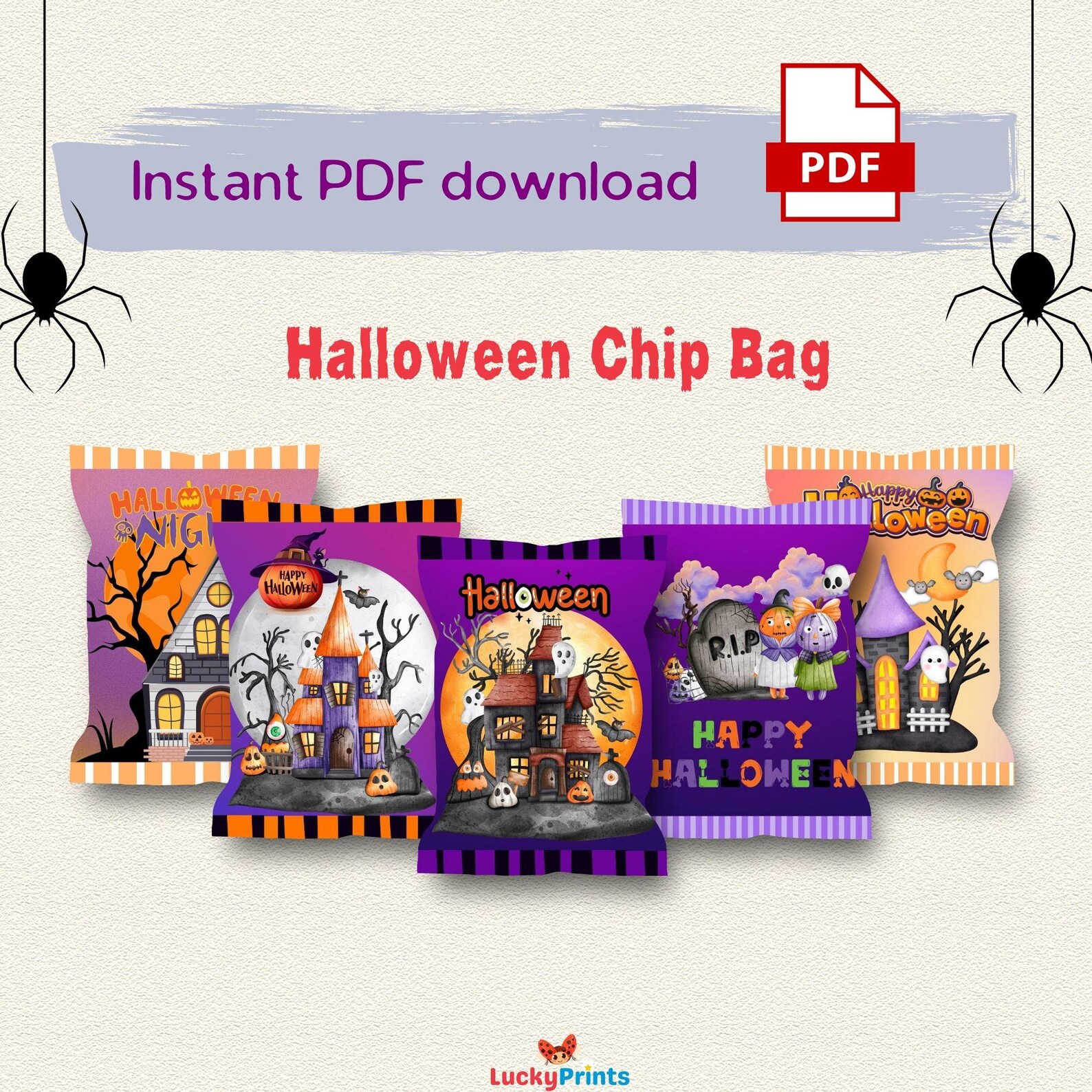 Halloween Chip Bags Ready-to-print, Printable Chip Bags, Halloween ...