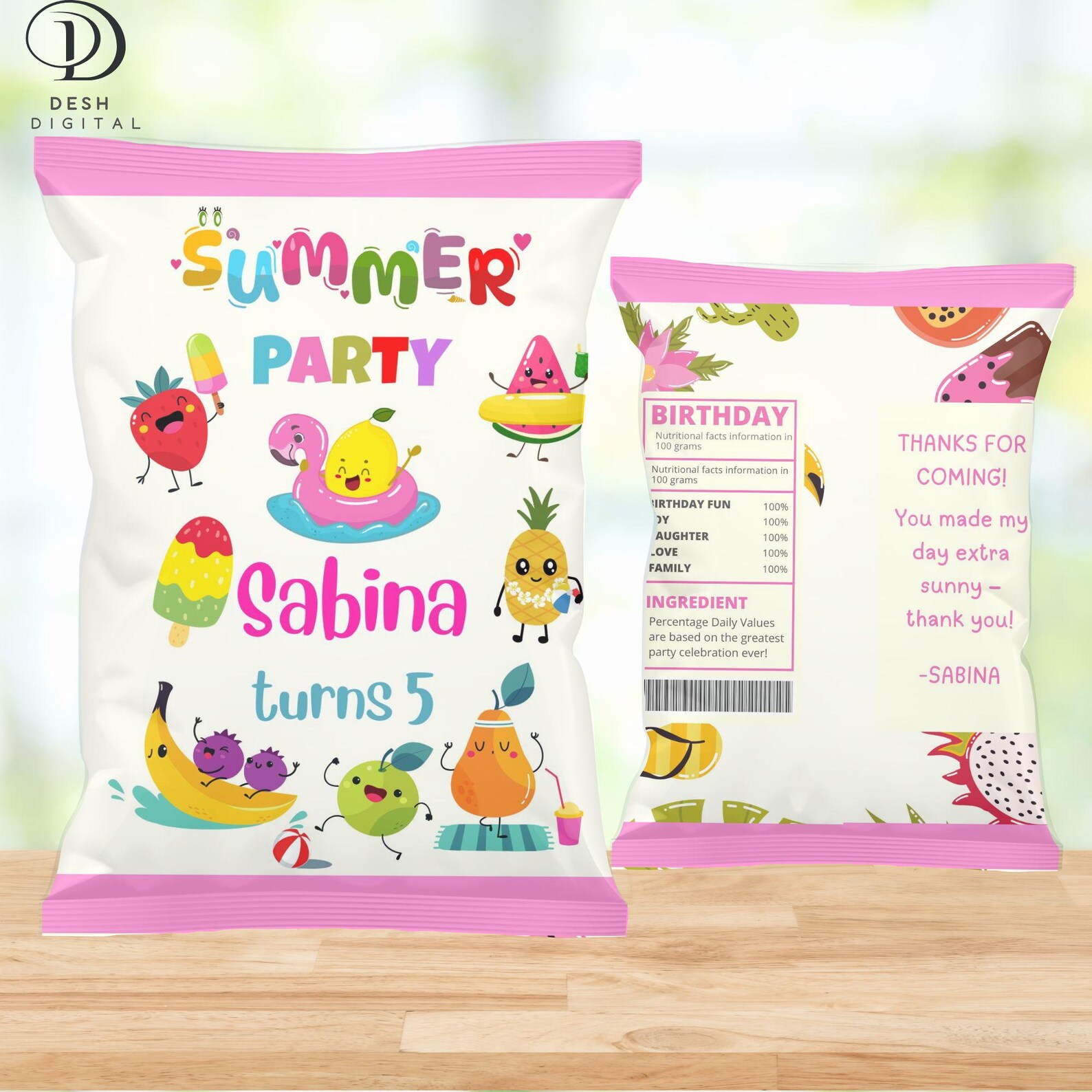 Editable Summer Party Chip Bag, Pool Chip Bag, Pool Party, Snack Bag ...