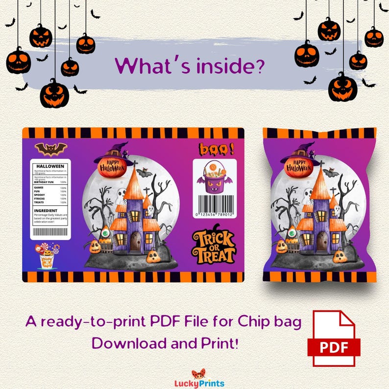 Halloween Chip Bags Ready-to-print, Printable Chip Bags, Halloween ...
