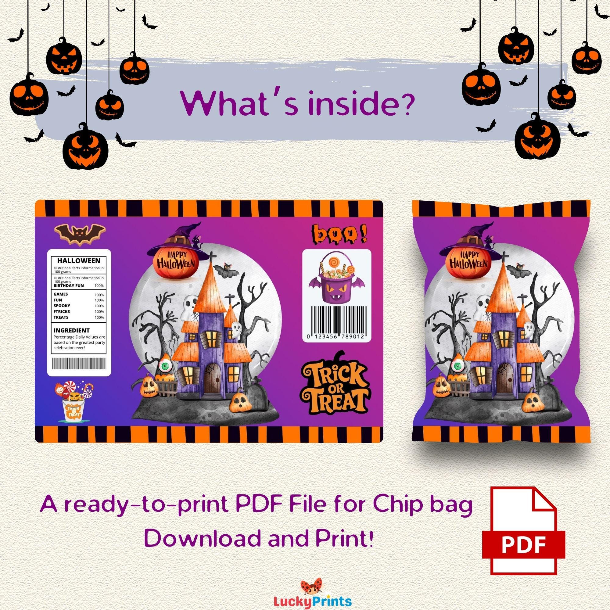 Halloween Chip Bags Ready-to-print, Printable Chip Bags, Halloween ...