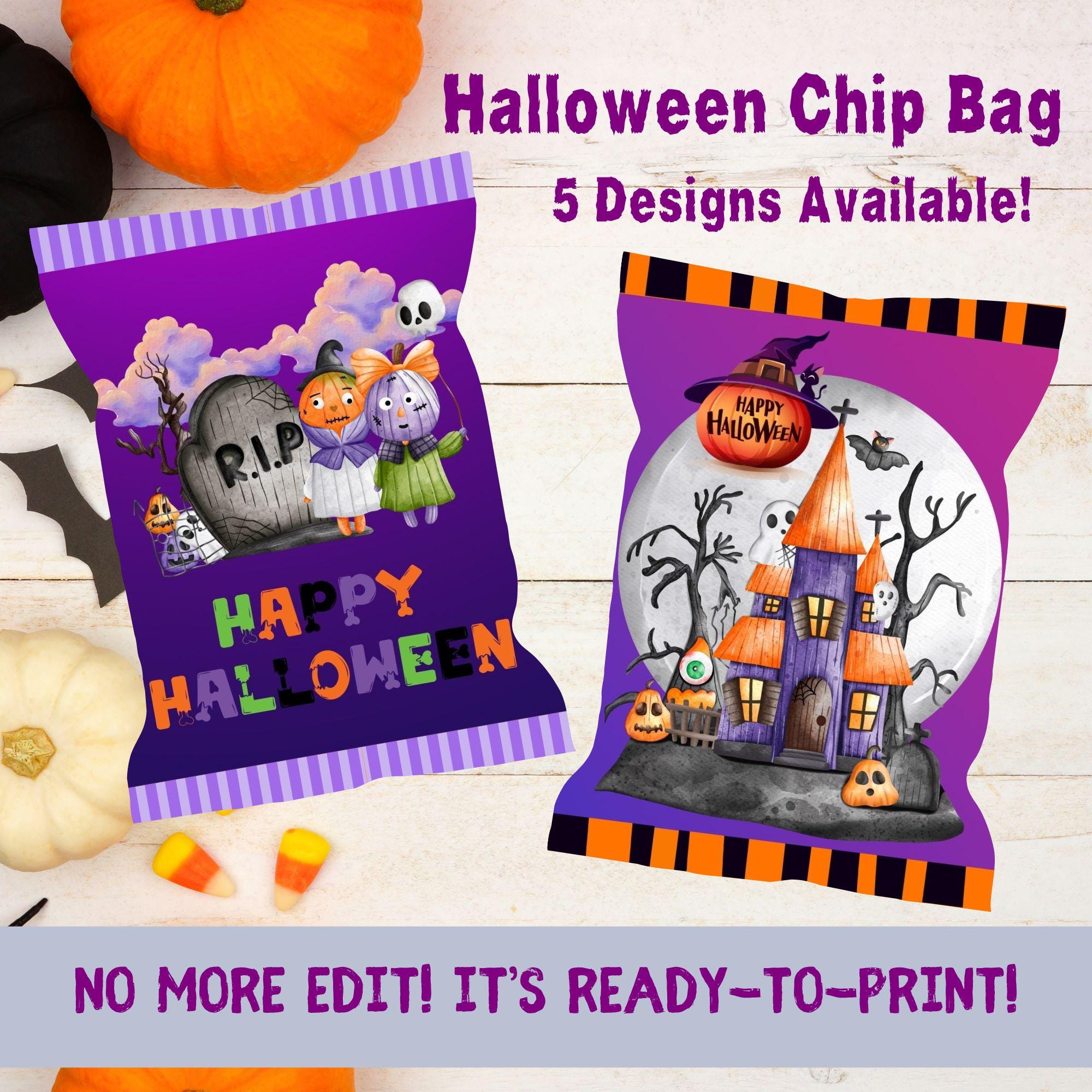 Halloween Chip Bags Ready-to-print, Printable Chip Bags, Halloween ...