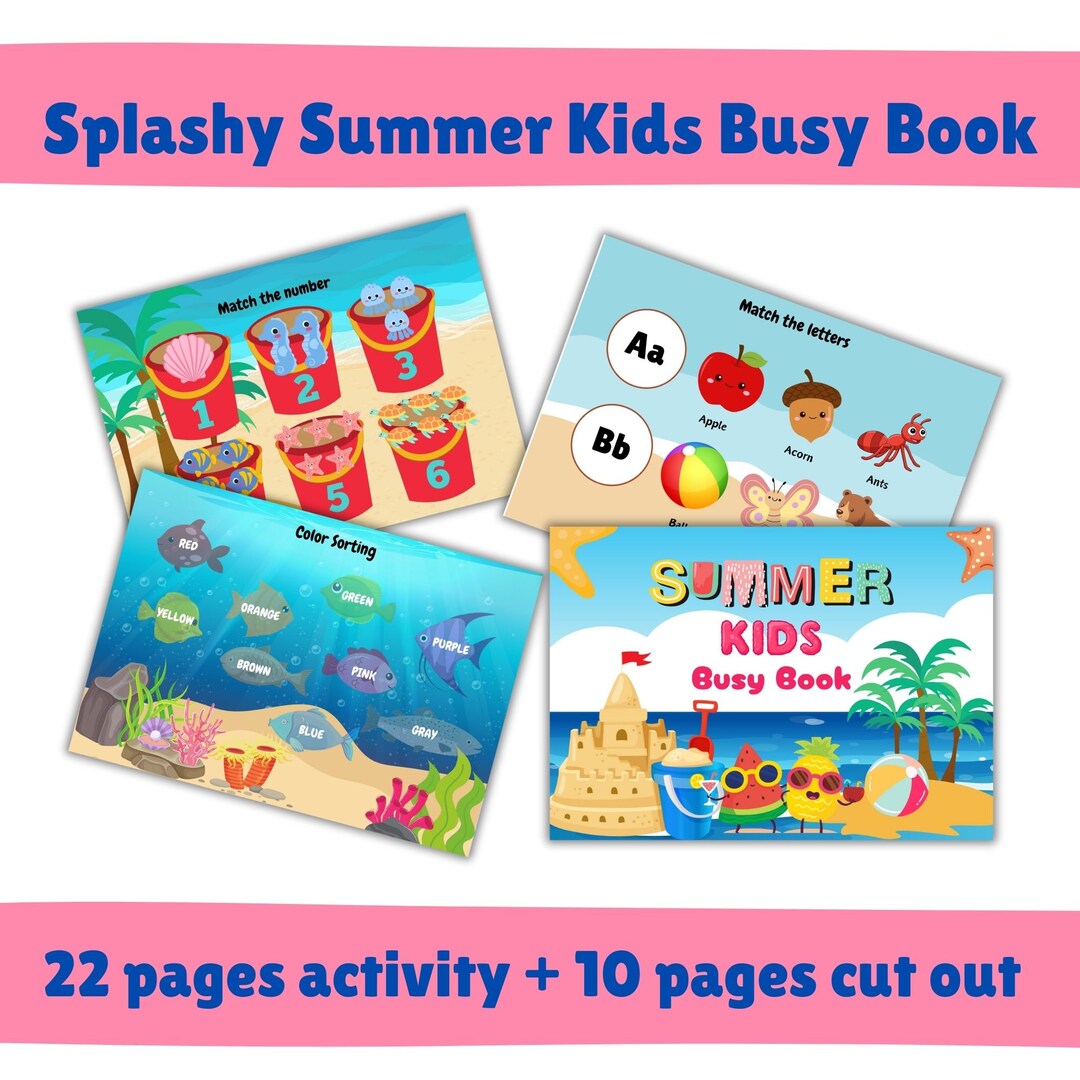 Printable Busy Book for Kids Summer Theme, Preschool Activities, Quiet ...