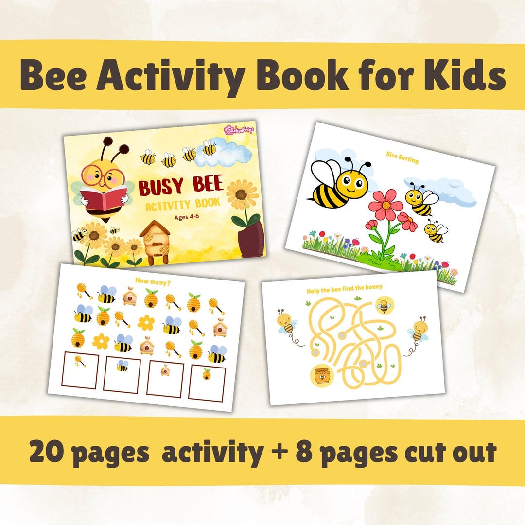 Printable Busy Bee Activity Book: Learning Games for Kids (ages 4-6) - Etsy