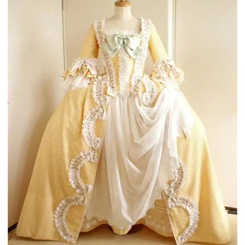 Marie Antoinette Baroque Ball Gown, Yellow Rococo Dress Victorian Style ...