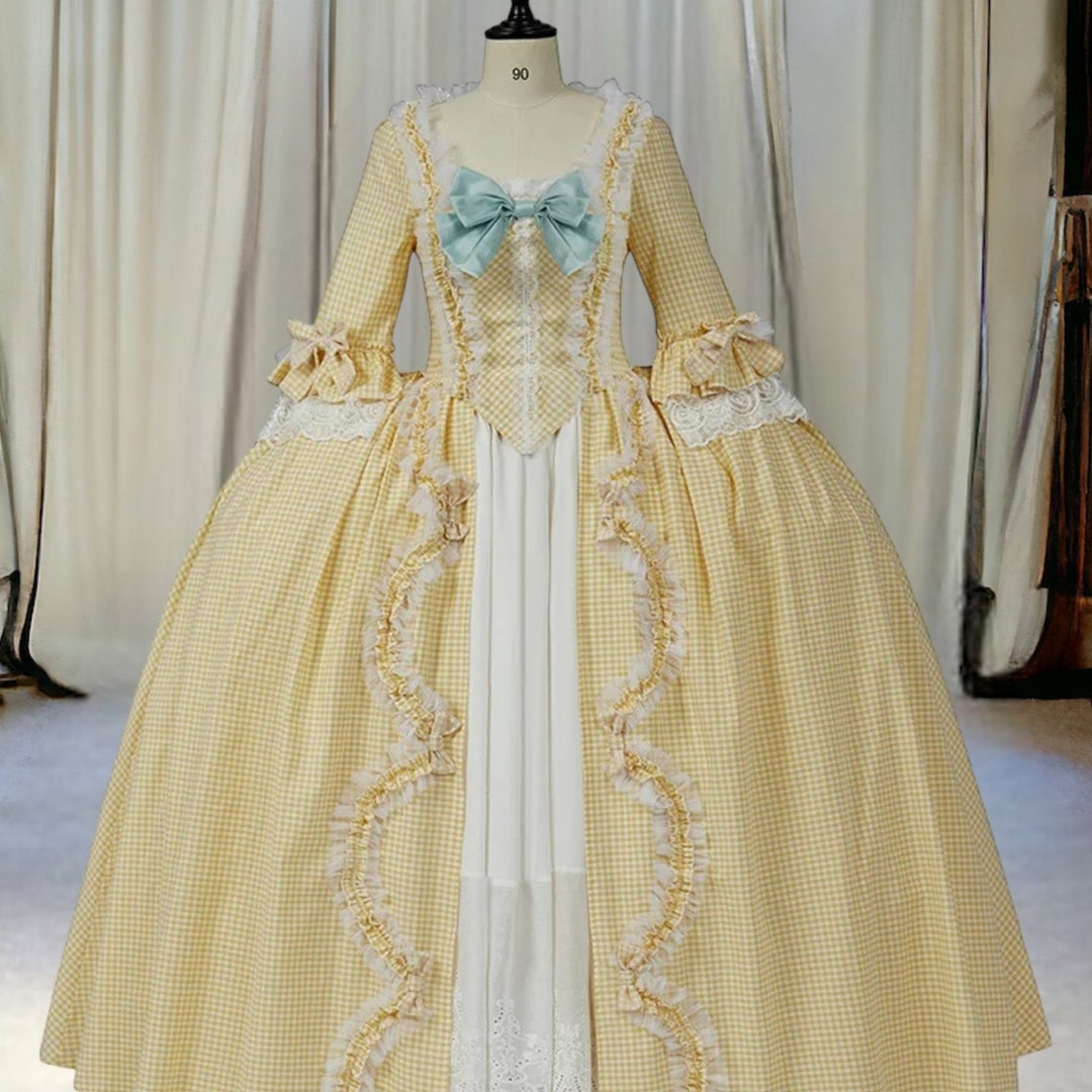 Marie Antoinette Baroque Ball Gown, Yellow Rococo Dress Victorian Style ...