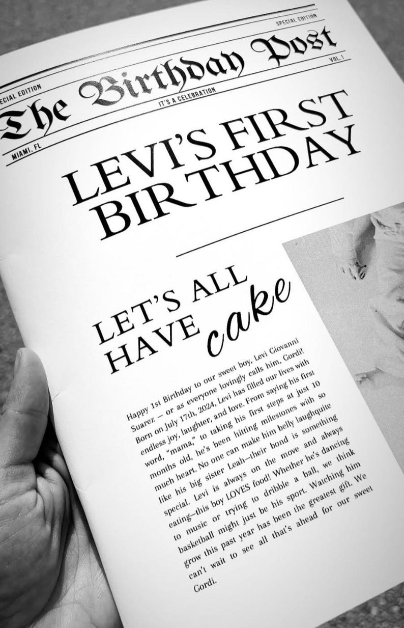 Editable Birthday Newspaper Template: Custom Photo Prop (digital ...
