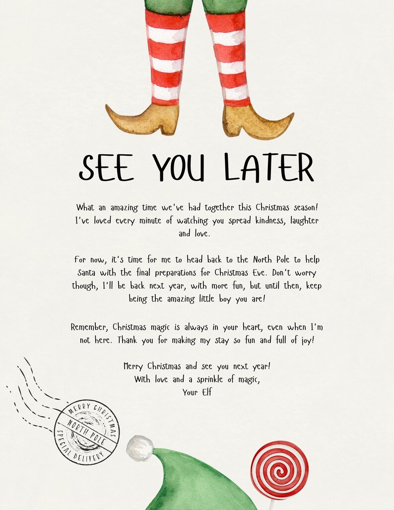 Letter From Elf, Goodbye Letter From Elf, Nice List Letter, Christmas ...