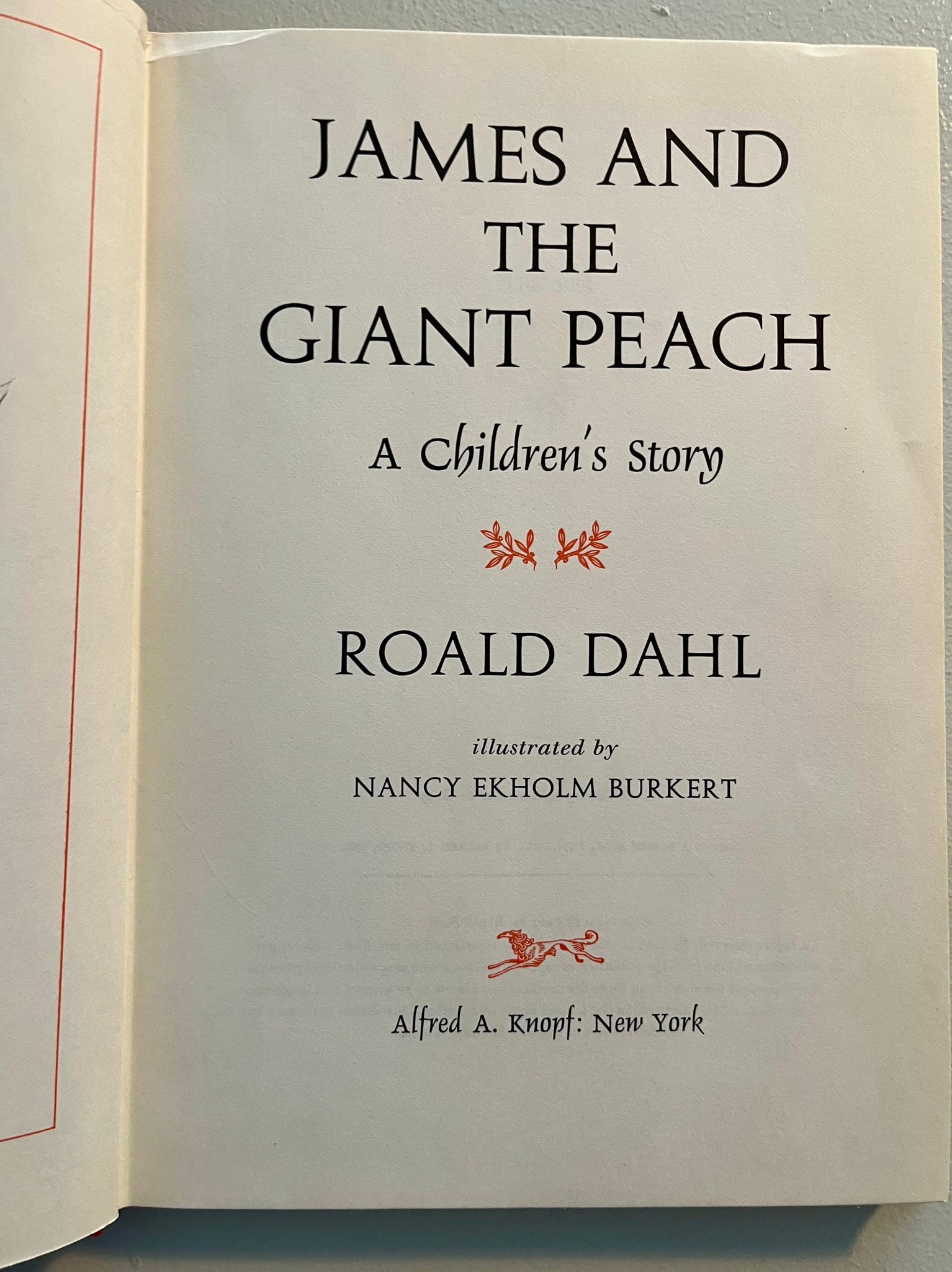 James & the Giant Peach, Roald Dahl First Edition, 4th Printing ...