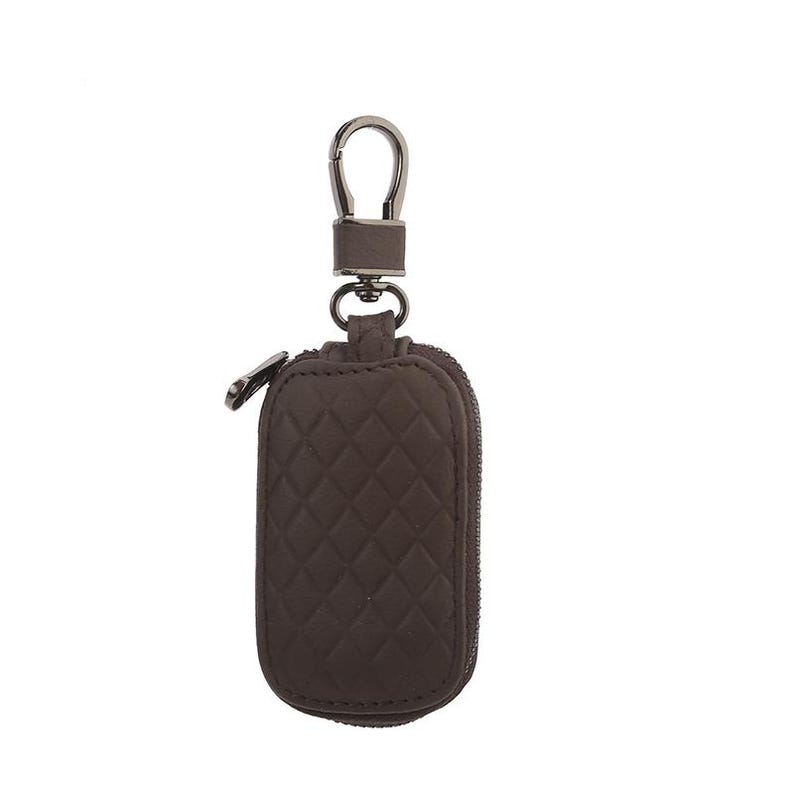 Leather Car Key Fob Case - Quilted Leather Key Zipper Pouch - Luxury ...
