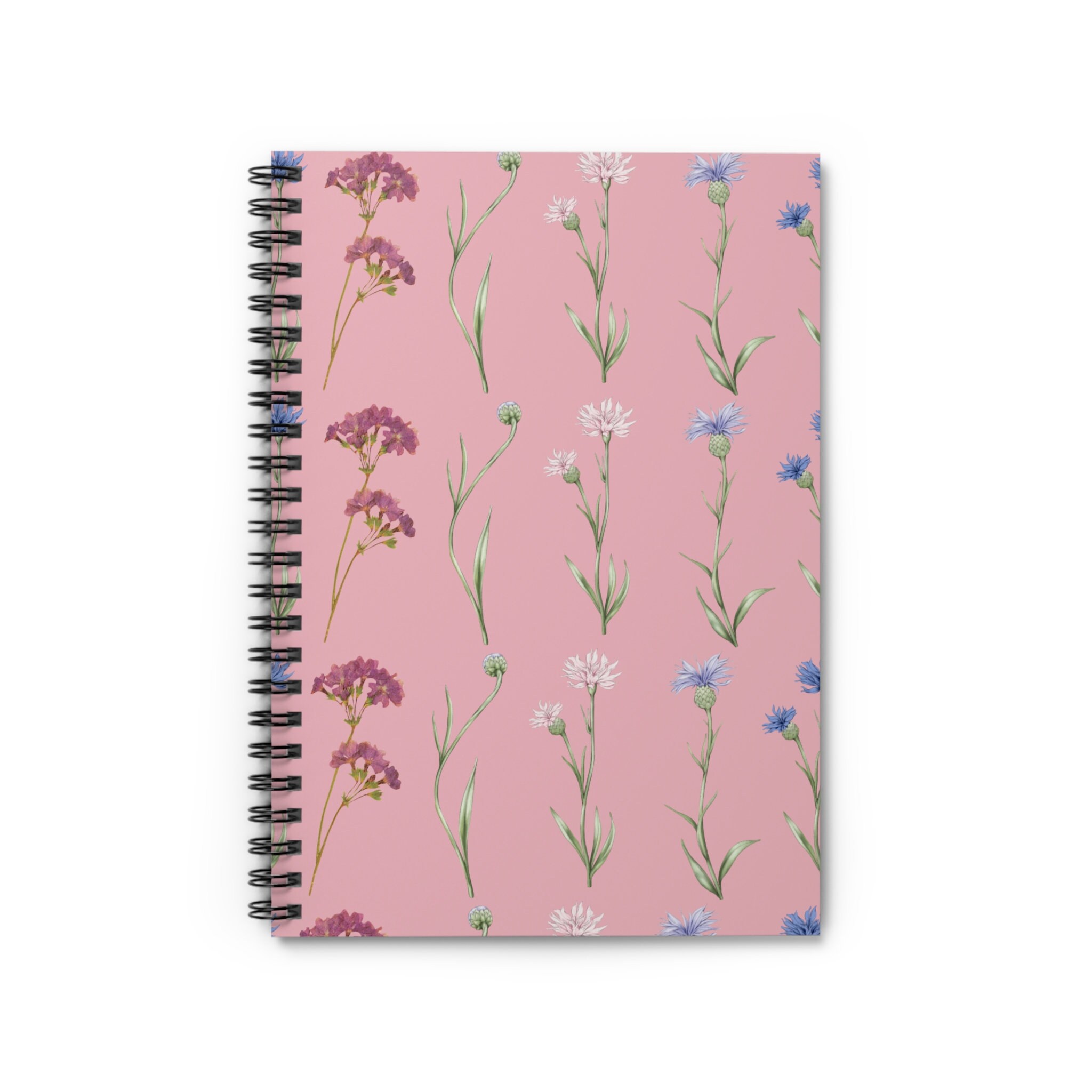 Pink Floral Spiral Notebook Cute Floral Journal 118 Ruled Line ...