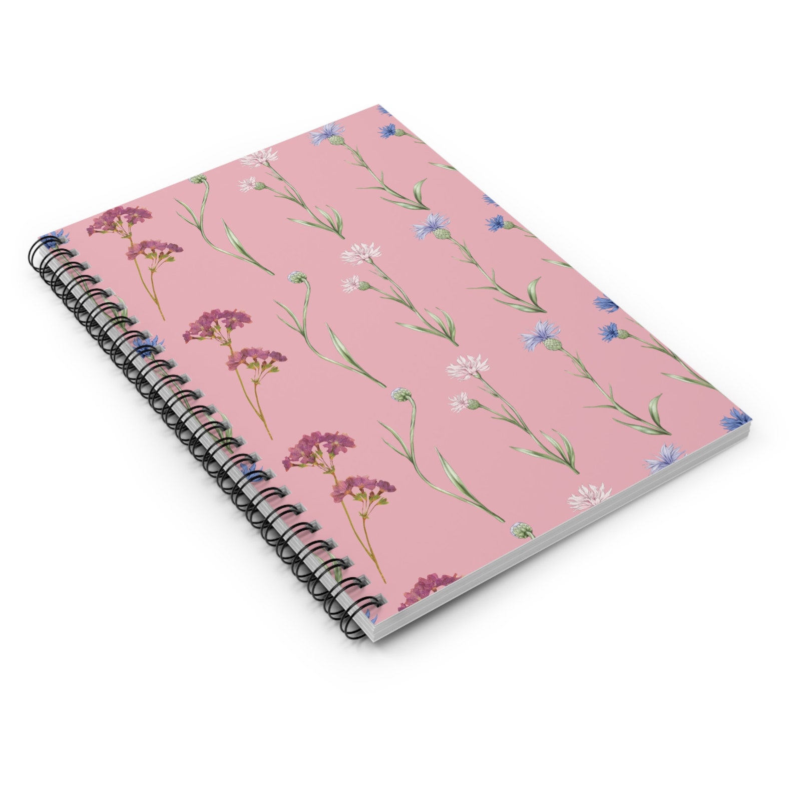 Pink Floral Spiral Notebook Cute Floral Journal 118 Ruled Line ...