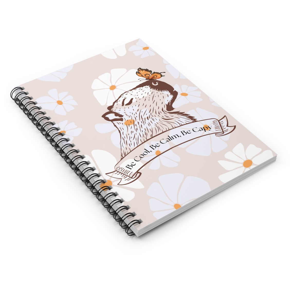 Majestic Capybara Floral Spiral Notebook | Soft Cover - 118 Ruled Line ...