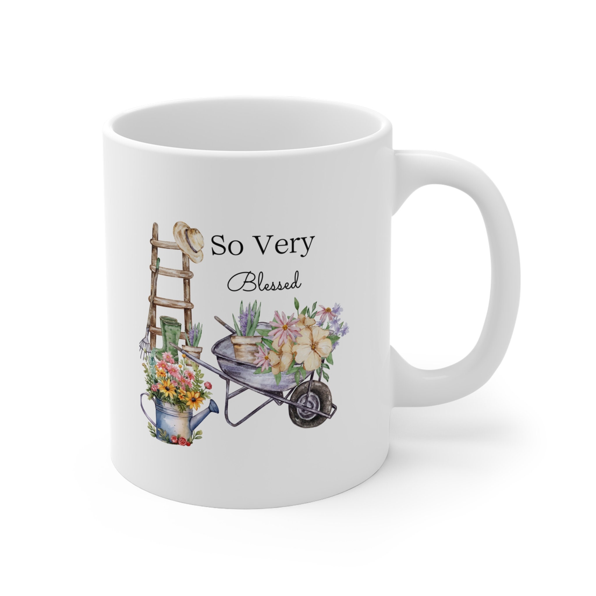 So Very Blessed Mug Floral Coffee Mug 11oz Ceramic Mug Garden Lover Gift Cottagecore Aesthetic ...