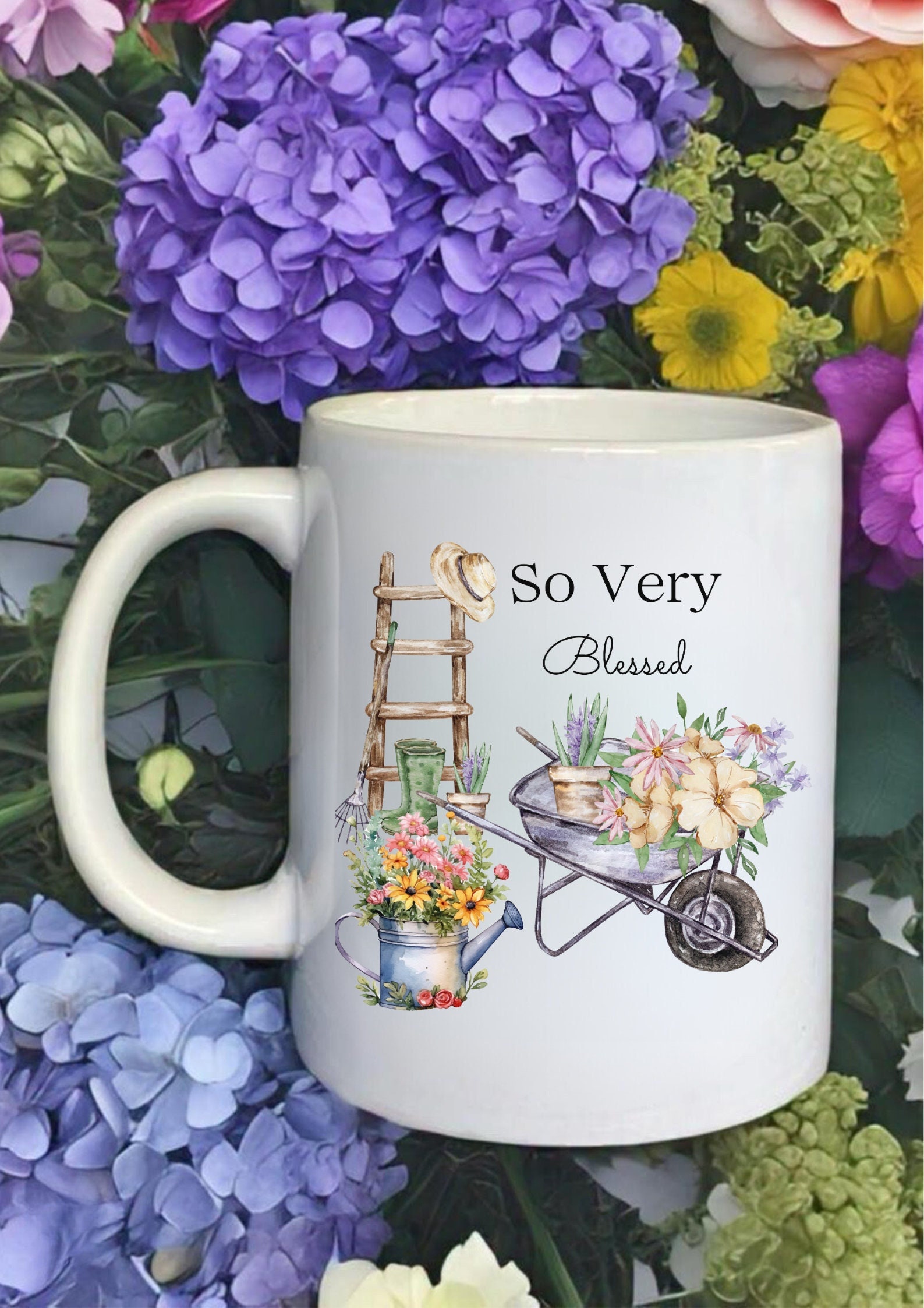 So Very Blessed Mug Floral Coffee Mug 11oz Ceramic Mug Garden Lover Gift Cottagecore Aesthetic ...