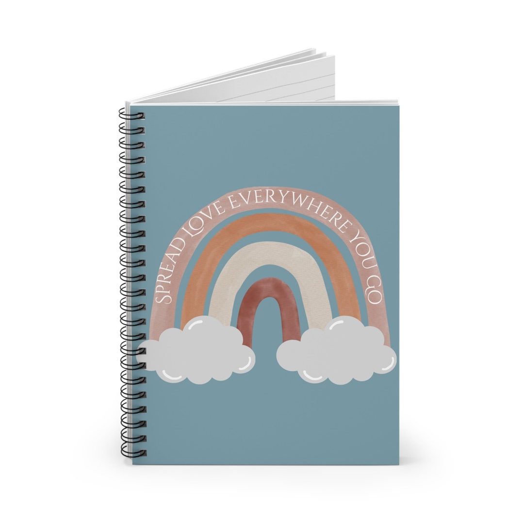 Clouded Rainbow Love Spiral Notebook | Soft Cover - 118 Ruled Line ...