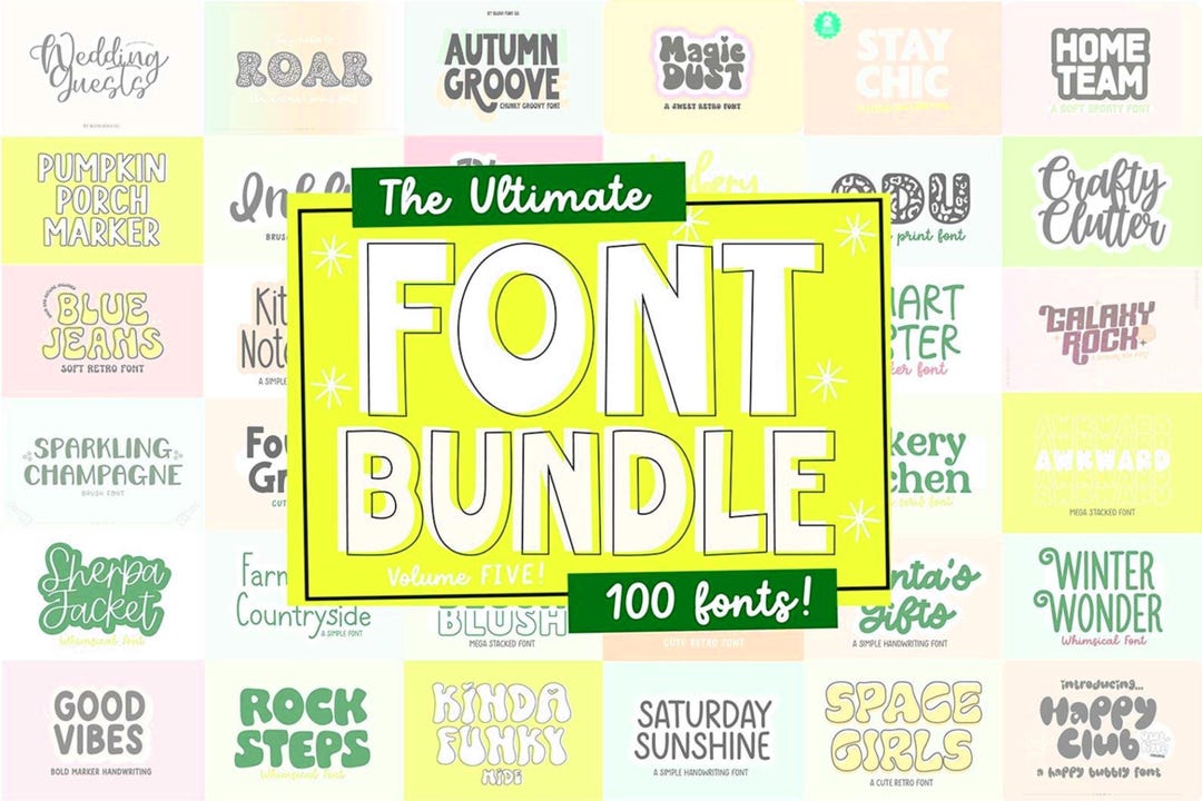 The Ultimate 100 Farmhouse Font Bundle, Fonts Bundle, Cursive Font ...