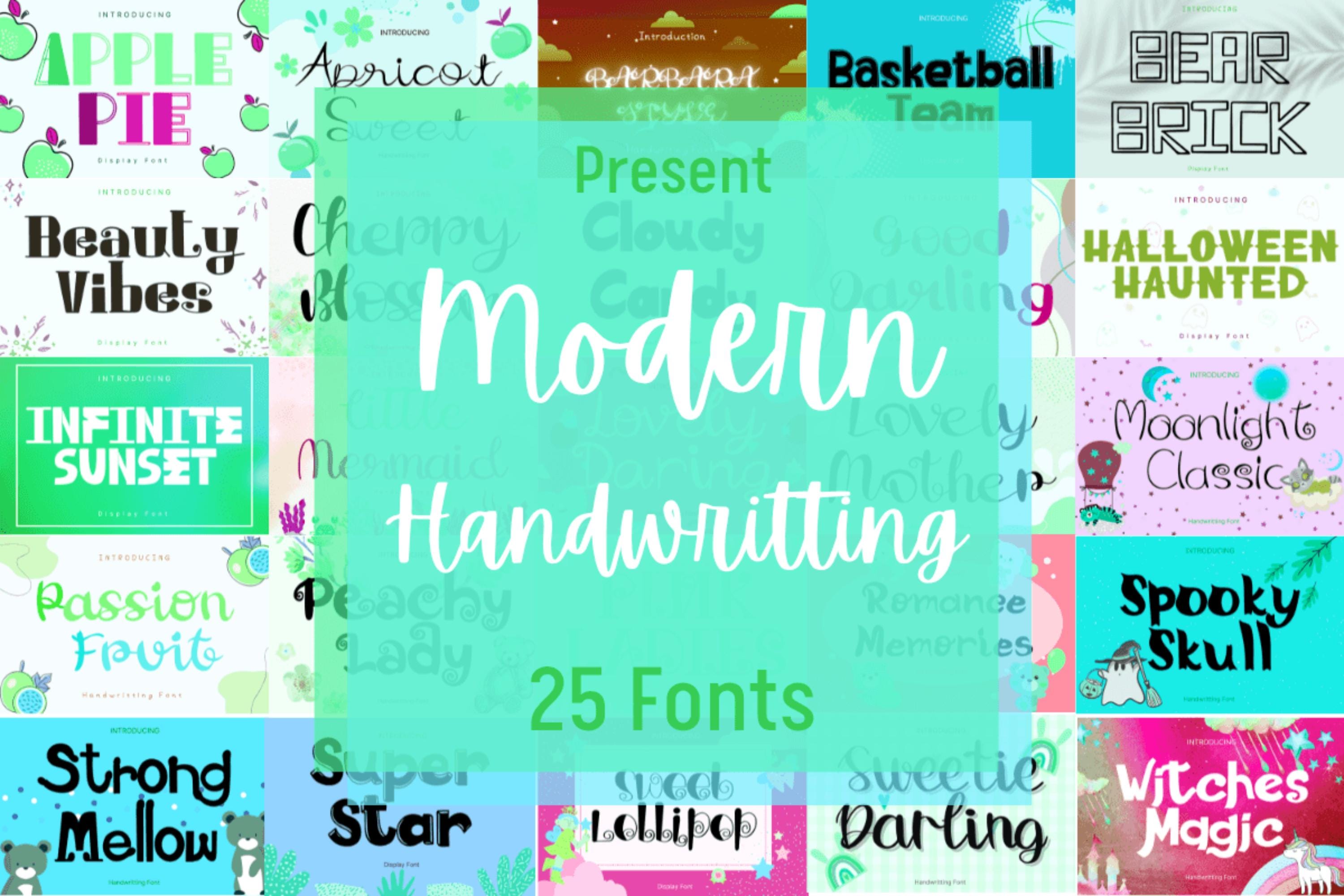 Modern Handwriting Bundle, Procreate Font, Vintage Canva Fonts, Cricut ...