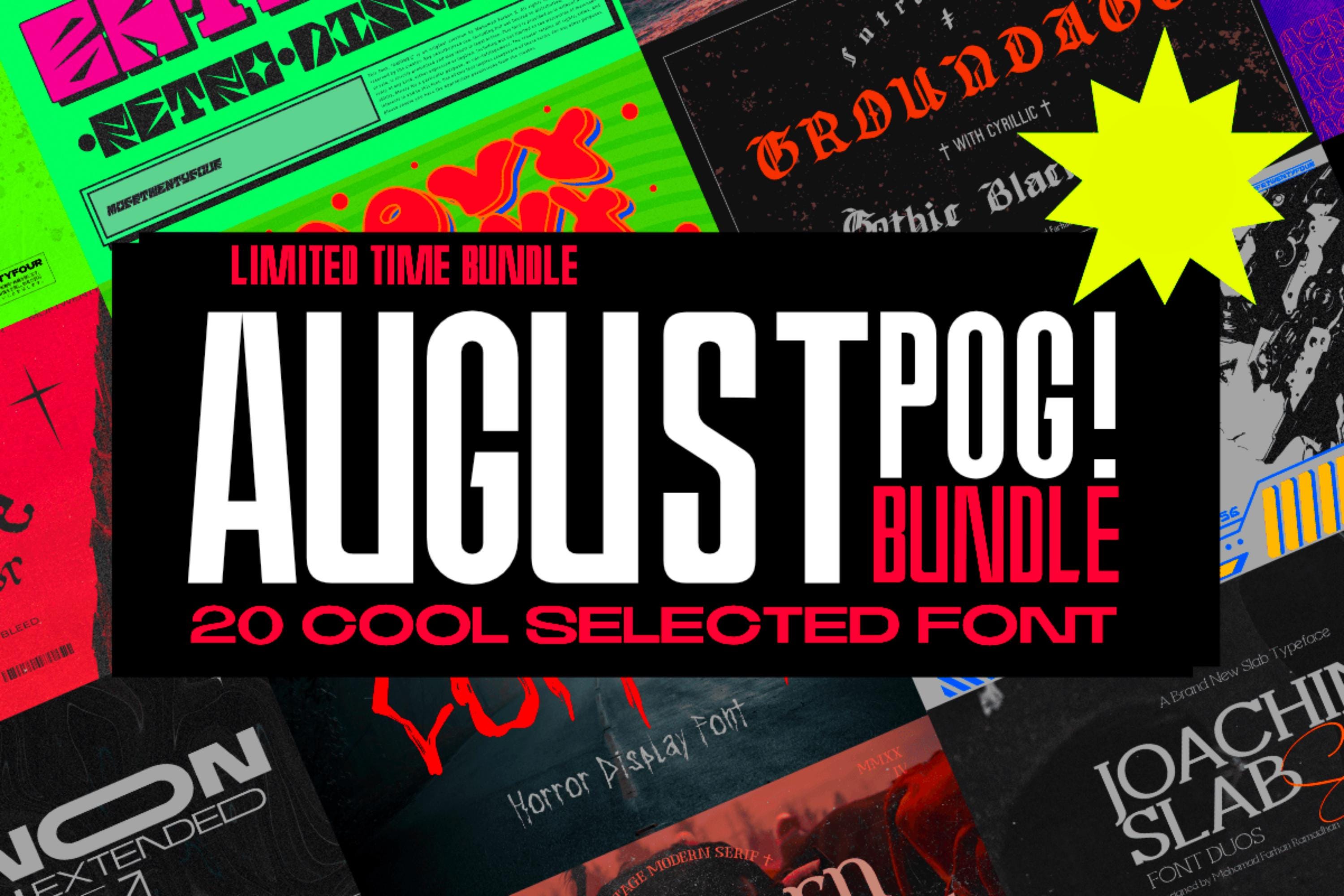 August Pog Font Bundle, Calligraphy Fonts, Handwritten Fonts, Procreate ...
