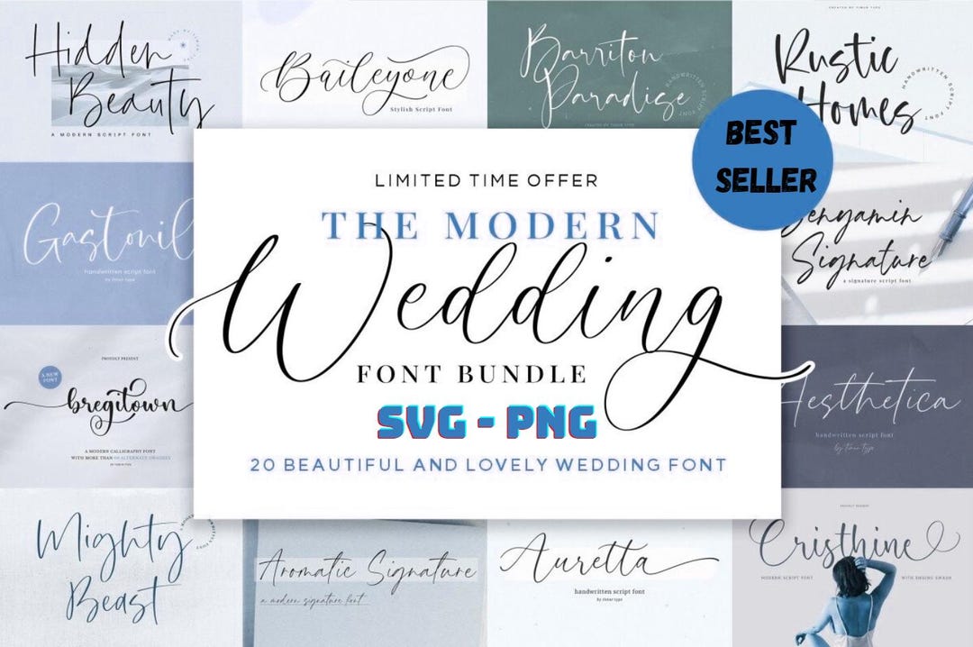 The Modern Wedding Font Bundle, Vintage Canva Fonts, Cricut Fonts ...