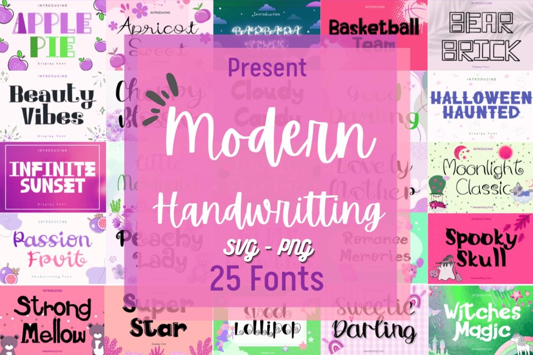 Modern Handwriting Bundle, Procreate Font, Vintage Canva Fonts, Cricut ...