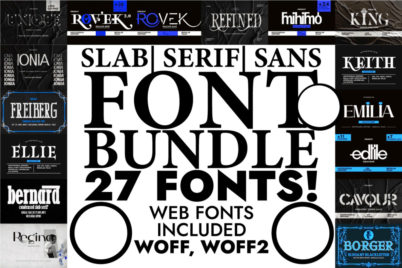 Slab, Serif and Sans Serif Font Bundle, Handwritten Sans Serif Font ...