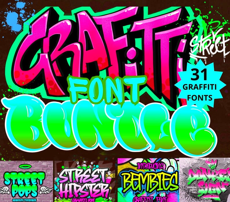 Graffiti Font Bundle, Graffiti Font Bundle, Instant Download for Cricut ...