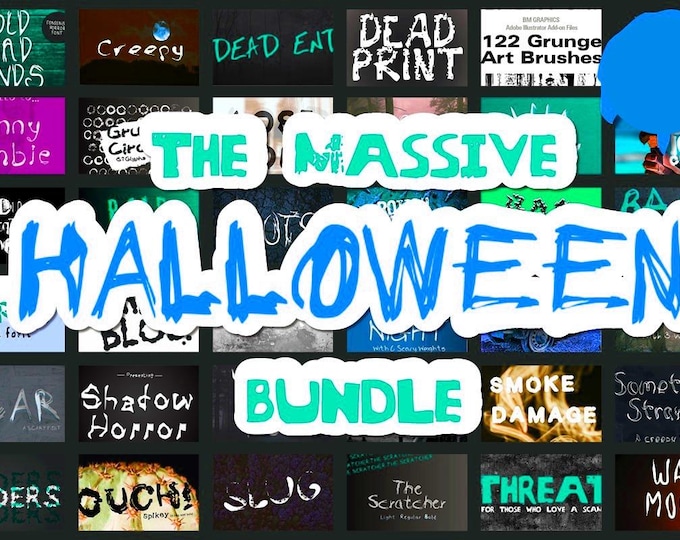 The Massive Halloween Font Bundle + More, Halloween Font Bundle, Spooky ...