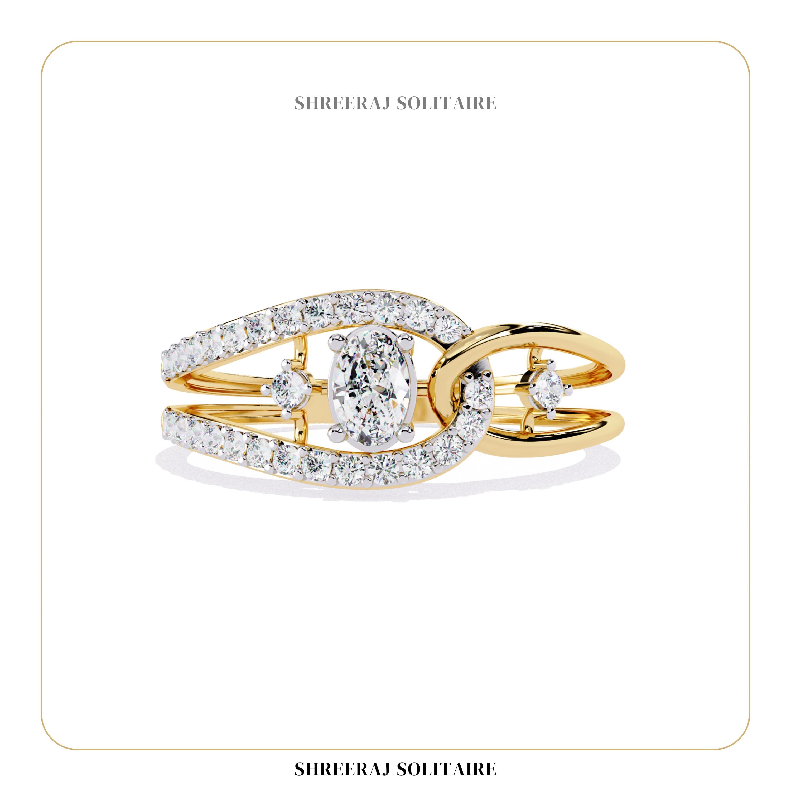 Modern Oval-cut Diamond Chain-link Engagement Ring | Unique White Gold ...