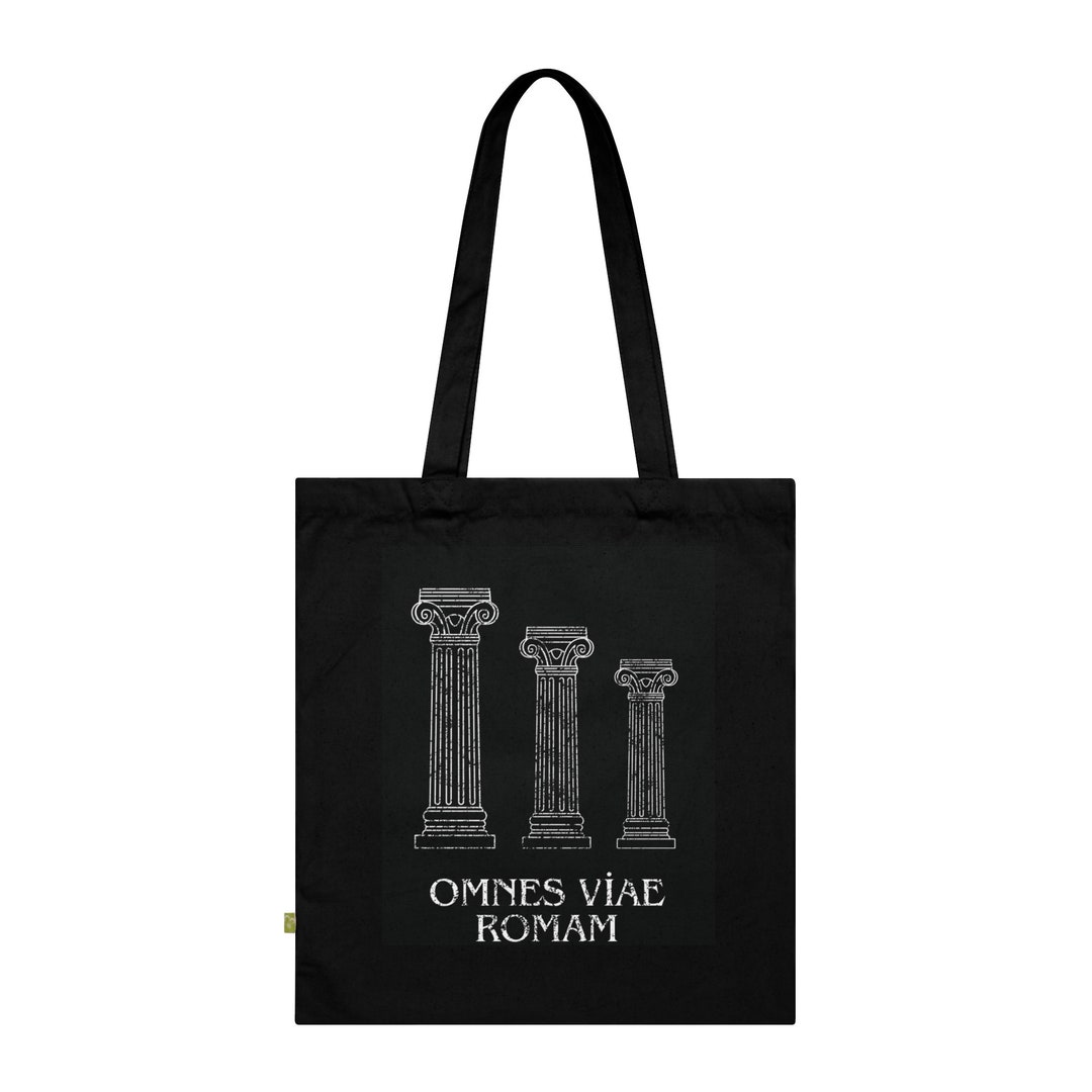 Black Tote Bag, Organic Cotton Tote Bag, Roman Columns Bag, Historical ...