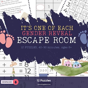 Twin Gender Reveal Escape Room: "it's One of Each" Puzzle (printable ...