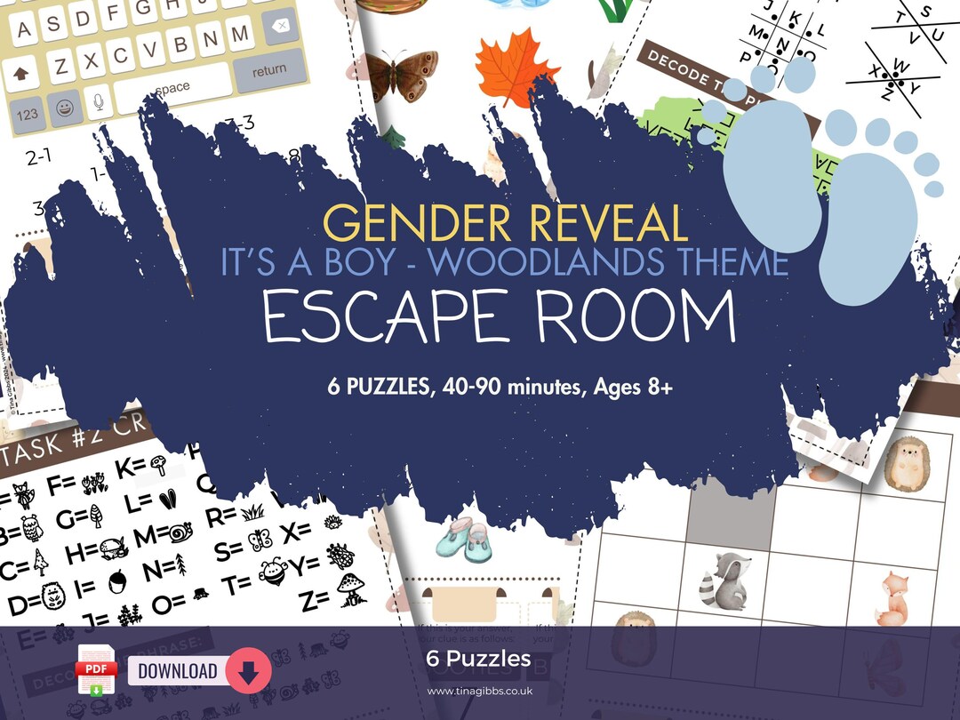 It's a Boy Gender Reveal Escape Room: Woodland Theme (printable) - Etsy