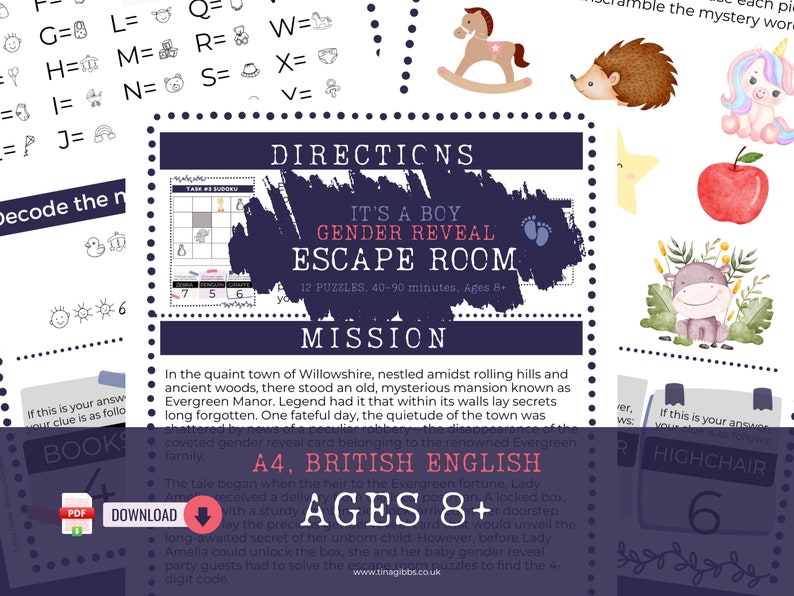 Gender Reveal "it's a Boy" - 12-puzzle Print and Go Escape Room With ...