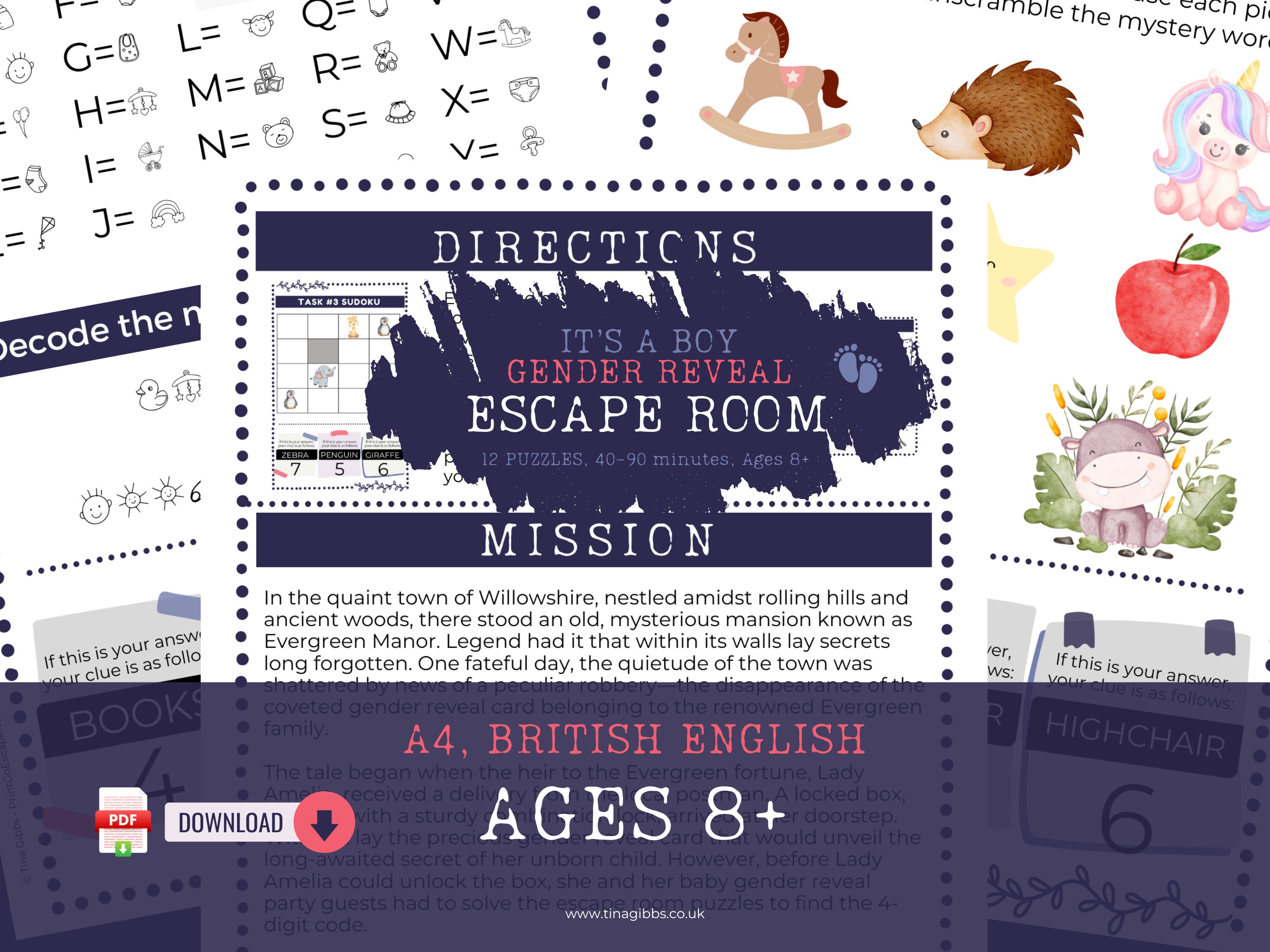 Gender Reveal "it's a Boy" - 12-puzzle Print and Go Escape Room With ...