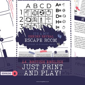 Gender Reveal "it's a Boy" - 12-puzzle Print and Go Escape Room With ...