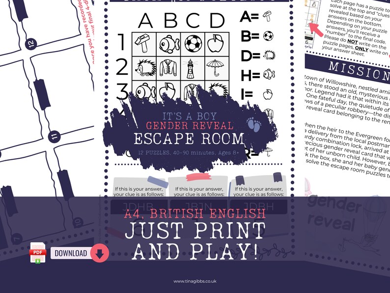 Gender Reveal "it's a Boy" - 12-puzzle Print and Go Escape Room With ...