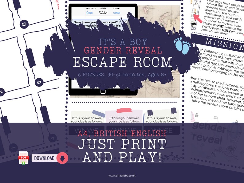 Gender Reveal it's a Boy 6-puzzle Print and Go Escape Room With ...